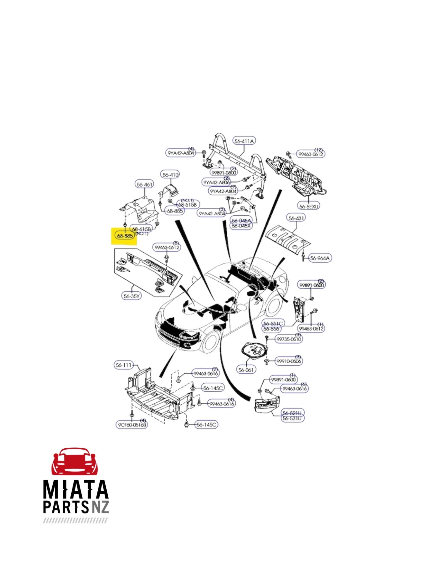 MX5 NC Underbody Transmission Heatshield Fastener (New) – Miata Parts NZ