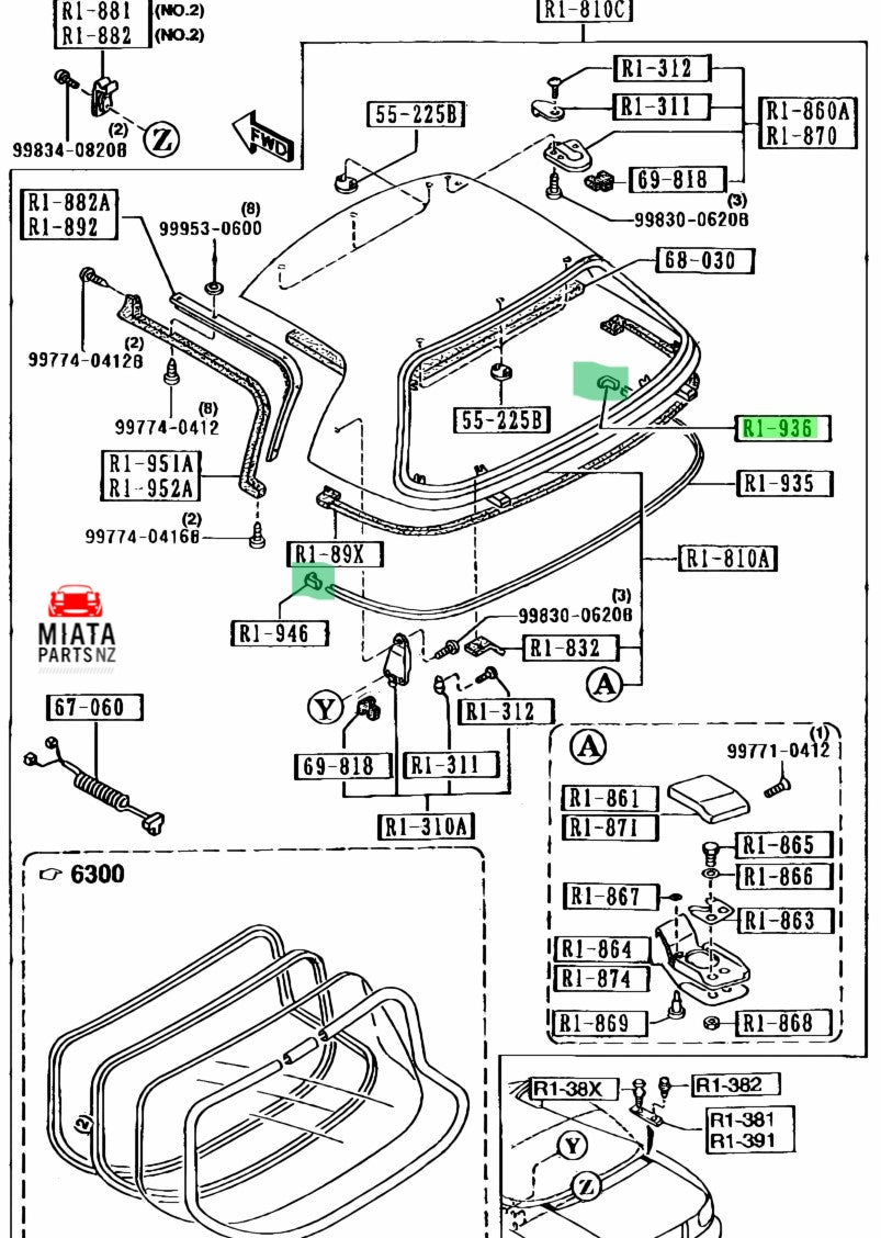 NA/NB Hardtop Seal End Caps – Miata Parts NZ
